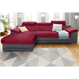 Sit & More Ecksofa SIT & MORE, B:271cm H:94cm T:168cm, rot, Luxus-Microfaser ALTARA NUBUCK (100% Polyester) / Struktur (100% Polyester);Luxus-Kunstleder /