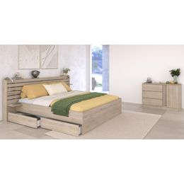 Schlafzimmer-Set Parisot, braun, Schlafzimmerm&ouml;bel-Sets, "Parisot Escale", Einsatz der Kommode drehbar - Eiche oder Weiss, viel Stauraum