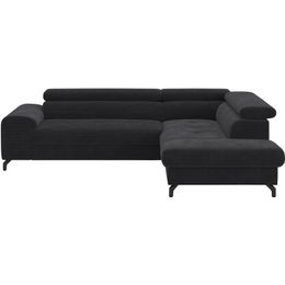 Ecksofa COTTA, B:260cm T:210cm, grau, Wohnzimmer, Sofas, "Aura L-Form, B: 260 cm", mit Bettfunktion, Bettkasten & Kopfteilverstellung