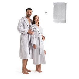 Unisex-Bademantel OTTO HOME, L:120cm, grau, Veloursfrottier, Hausmäntel, "Fenya, 330 g/m², ideal für Sauna & Spa, Hotelbademantel, Morgenmantel",