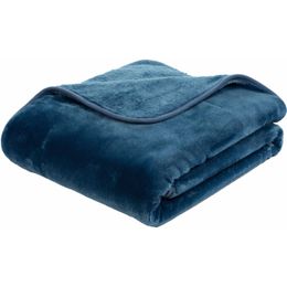 Gözze Wohndecke GÖZZE, B:130cm L:170cm, blau, Polyester, Wohndecken, "Premium Cashmere Feeling", mit premium Cashmere Feeling, Kuscheldecke