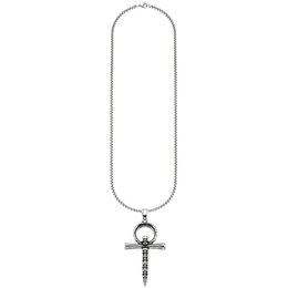 Bruno Banani Damen Kette mit Anh&auml;nger "Schmuck Geschenk Halsschmuck Anh&auml;nger Kreuz mit Totenk&ouml;pfe-Design", Edelstahl, L: 55 B: 2,8mm, schwarz,