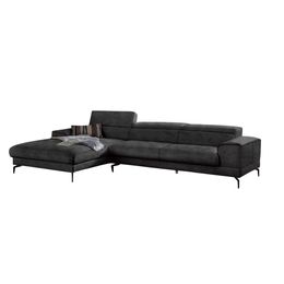 Ecksofa W.Schillig, B:343cm H:70cm T:193cm, grau, Stoff S37 (100% Polyester): Luxus-Microfaser in Lederoptik, Wohnzimmer, Sofas, "piedroo, Designsofa