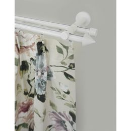 Gardinenstange Garesa, L:240cm &Oslash;:20mm, wei&szlig;, Eisen, Gardinenstangen, "WHITE", Vorhanggarnitur, Innenlauf, verl&auml;ngerbar, Wandmontage, Endknopf Spitze