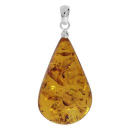 OSTSEE-SCHMUCK Damen Kettenanh&auml;nger "OSTSEE-SCHMUCK Anh&auml;nger Tropfen ca. 38 mm lang - Silber 925/000", 48 x 24mm, Bernstein, 6,8 g, wei&szlig;, Bernstein,