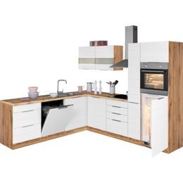 Winkelk&uuml;che KOCHSTATION, B:240cm T:60cm, wei&szlig;, Komplettk&uuml;chen-Sets, "KS-Luhe", Stellbreite 240x270 cm, wahlweise mit oder ohne E-Ger&auml;ten, MDF-Fronten
