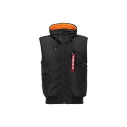Herren Blouson "Hooded MA-1 Vest", schwarz, Gr. S, Alpha Industries, Obermaterial: 100% Nylon, Futter: 100% Nylon, Füllung 100% Polyester, Jacken