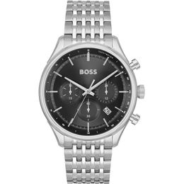 BOSS Herren Chronograph "GREGOR", silber, Armbanduhren, Quarzuhr, Herrenuhr, Armbanduhr, Stoppfunktion, Edelstahlarmband