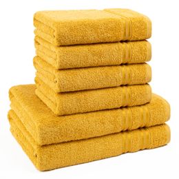 Handtuch Set HAMMETEX, gelb, Frottier, Obermaterial: 100% Baumwolle, Handtuch-Sets, "6-teiliges Handtuch Set, 100% Baumwolle, Weich & Saugstark", mit
