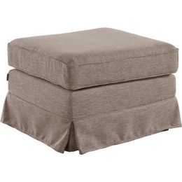 Polsterhocker Home Affaire, B:66cm H:48cm T:66cm, beige, 100% Polyester, Hocker, "Shadmoor", Hussenoptik, in uni oder mit Blumendruck, passend zur