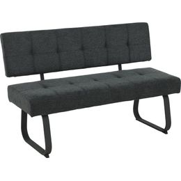 Essbank Hela, B:140cm H:90cm T:64cm, grau, Polyester, K&uuml;che, Sitzb&auml;nke, "LUISE I, Sitzbank, Bank, TOPSELLER", mit Federkern, extra dicke Polsterung