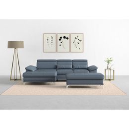 Sit & More Ecksofa SIT & MORE, B:295cm H:87cm T:180cm, blau, Wohnzimmer, Sofas, "Cabrio L-Form, B: 295 cm, mit Sitztiefen-, Arm- & Kopfteilverstellung", 2