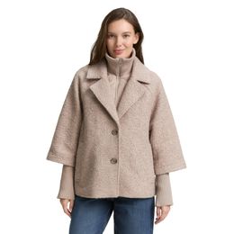 Tom Tailor Damen Outdoorjacke, beige, Gr. XXXL, meliert, Bouclé, Obermaterial: 100% Polyester. Futter: 100% Polyester, Jacken, im 2-in-1-Look