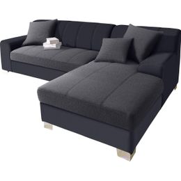 Ecksofa DOMO collection, B:239cm H:75cm T:82cm, schwarz, Wohnzimmer, Sofas, "Turah incl. Zierkissen, moderne Steppung, auch in Leder", wahlweise mit