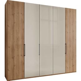 Dreht&uuml;renschrank Wiemann, B:246,3cm H:236cm T:58cm, braun, Floatglas, Holzwerkstoff, Schr&auml;nke, "Monaco", mit Teil-Glasfront sowie hochwertige