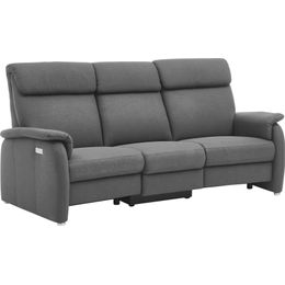 3-Sitzer Home Affaire, B:218cm H:107cm T:104cm, grau, Sofas, "Turin mit Steckdose und USB-Port auch in Easy care-Bezug", 2 x vollmotorische