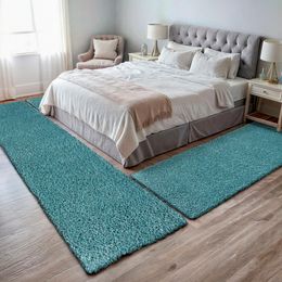 Hochflor-Bettumrandung OTTO HOME, H:37mm, blau, Obermaterial: 100% Polypropylen, Bettumrandungen, "Banji", Uni Farben, weich und flauschig, auch als