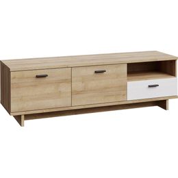 TV-Schrank FORTE, B:149,6cm H:47,3cm T:41,3cm, braun, Spanplatte, Wohnzimmer, Schr&auml;nke, "Chesapeak TV-Schrank, 2 T&uuml;ren, 1 Schubkasten, Metallf&uuml;&szlig;e,