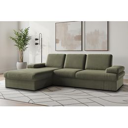 Sit & More Ecksofa SIT & MORE, B:247cm H:82cm T:171cm, grün, 100% Polyester, Wohnzimmer, Sofas, "Moreno L-Form, B: 247 cm", mit Armteilverstellung, optional