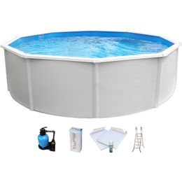 Rundpool KWAD, B:550cm H:132cm L:550cm, beige, Schwimmbecken, "&raquo;Supreme&laquo; all in Premium Folie", &Oslash;xH: 550x132cm, inkl. Bodenisolationsset