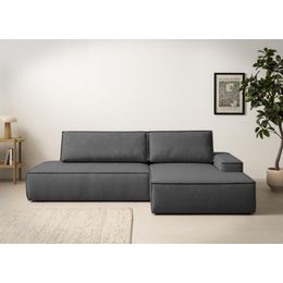 Ecksofa Home Affaire, B:275cm H:85cm T:167cm, grau, 100% Polyester, Wohnzimmer, Sofas, "SHERWOOD, Schlafsofa in L-Form offen (275cm), Cord,