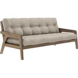 Schlafsofa Karup Design, B:204cm H:40cm T:90cm, beige, 75% cotton + 25% linen, Jugendzimmer, Sofas, Mit Holzstruktur, inkl. Futonmatratze,