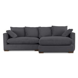 Ecksofa Home Affaire, B:266cm H:80cm T:153cm, grau, 100% Polyester, Wohnzimmer, Sofas, "Coray", Breite 266 cm, extra weich und kuschelig, mit Federn