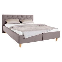 Polsterbett Home Affaire, B:203cm L:210cm, grau, Struktur (100% Polyester);Strukturstoff (100% Polyester), Betten, "Sunley 100", Kreuzsteppung,