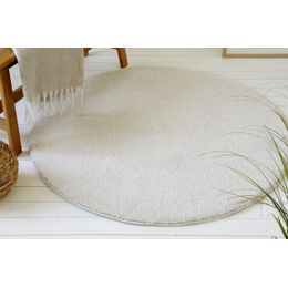 Hochflor-Teppich OTTO HOME, H:25mm Ø:200cm, beige, Polyester, Teppiche, "Yvaine", Langflor, Shaggy, dichter weicher Hochflor, meliert, Wohnzimmer