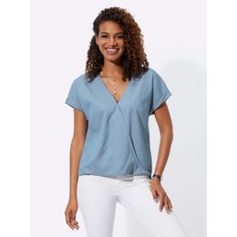 Inspirationen Damen Jeansbluse, blau, Gr. 40, unifarben, 70% Viskose, 30% Polyester, Blusen