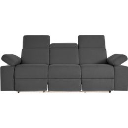 3-Sitzer Home Affaire, B:229cm H:98cm T:99cm, grau, Struktur fein (95% Polyester 5%Nylon), Sofas, "Kilado", mit 2x Relaxfunktion, verstellbarer