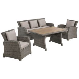Gartenlounge-Set Konifera, braun, Polyrattan, Sitzm&ouml;bel-Sets, "Siros", Polyrattan, Stahl, Tischplatte aus Nonwood, geeignet f&uuml;r 5 Personen