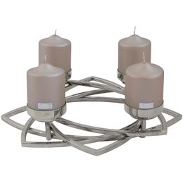 Fink Kerzenleuchter "ZAPPORA", B/H/T: 9cm, silber, Kerzenhalter, Adventskranz, Leuchterkranz, 4-flammig, vernickelt
