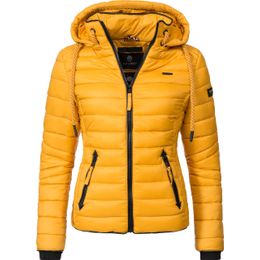 Navahoo Damen Steppjacke "Lulana", gelb, Gr. S, kontrastfarbene Details, Oberstoff: 100% Nylon, Futter: 100% Polyester, Wattierung: 100% Polyester,