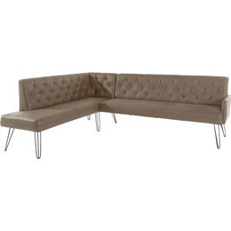 Eckbank, B:197cm H:90cm T:255cm, braun, exxpo - SOFA FASHION, 100% Polyester, Esszimmer, Sitzb&auml;nke, "Doppio, Chesterfield Optik, komfortabel und