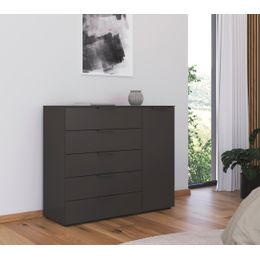 Schubkastenkommode Rauch, B:120cm H:100cm T:42cm, grau, Holzwerkstoff, Sideboards, "Kommode T&uuml;rkommode Sideboard Kombikommode FLIPP", 1-t&uuml;rig mit 5