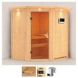 Karibu Sauna "Tomke", Bio-Kombiofen, externe Steuerung, 3,6 kW, beige, Saunen, Ofen 3,6 kW Bio-Ofen externe Strg. easy