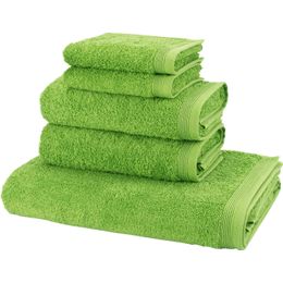 M&ouml;ve Handtuch Set M&Ouml;VE, gr&uuml;n, Walkfrottier, Obermaterial: 100% Baumwolle, Handt&uuml;cher, "Basic", 5tlg.-Set: 2xG&auml;ste- 2xHand- und 1xBadetuch in Walkfrottier