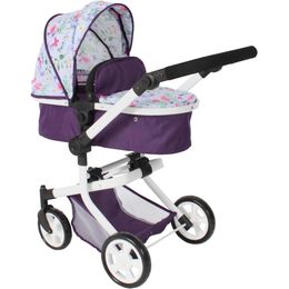 Bayer Chic 2000 CHIC2000 Jungen Kombi-Puppenwagen "Mika", lila, Kunststoff, Metall, Stoff, B:41cm H:82cm T:73cm, Puppenwagen, mit schwenkbaren Vorderrädern