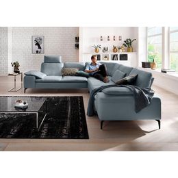 Ecksofa W.Schillig, B:318cm H:83cm T:298cm, blau, Longlife Xtra-Leder Z69: Das feinnarbige, gedeckte Softleder Z69 besticht durch seine
