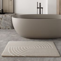 Badematte, H:15mm, wei&szlig;, WECON HOME BASICS, Polyester, Badematten, "Hilda", waschbar, rutschfest, strapazierf&auml;hig, pflegeleicht mit Retro Muster