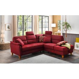 Ecksofa Home Affaire, B:236cm H:89cm T:212cm, rot, 100% Polyester;Struktur (100% Polyester);Luxus-Microfaser in Lederoptik (100% Polyester),