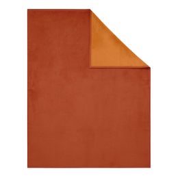Wohndecke Biederlack, B:150cm L:200cm, orange, 58% Baumwolle, 35% Polyacryl, 7% Polyester, Wohndecken