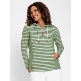 Casual Looks Damen Sweatshirt, gr&uuml;n, Gr. 48, gemustert, gestreift, mehrfarbig, 100% Baumwolle, Sweatshirts
