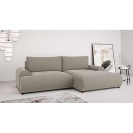 Ecksofa Home Affaire, B:242,2cm H:65cm T:145,5cm, beige, 100% Polyester, Wohnzimmer, Sofas, "Marsby, mit Bettfunktion und Bettkasten, Maße: B/H/T