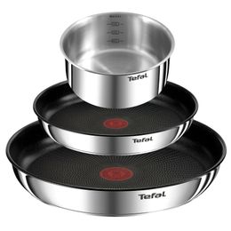 Tefal Pfannen-Set "Ingenio Emotion", silber, Pfannen, abnehmbarer Griff, Antihaftversiegelung, Thermo-Signal, Induktion
