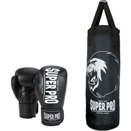 SUPER PRO Boxsack "Boxing Set Punch", B/H/L: 30cm x 90cm, schwarz, Boxs&auml;cke