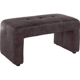 Polsterhocker, B:100cm H:49cm T:54cm, braun, exxpo - SOFA FASHION, Microfaser (Zusammensetzung: 100% Polyester);Lederfaserstoff (Grundgewebe