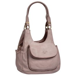 Samantha Look Damen Umh&auml;ngetasche, rosa, Leder, leicht gl&auml;nzend, unifarben, Taschen, echt Leder, Made in Italy