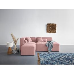 Ecksofa Home Affaire, B:233cm H:76,5cm T:93cm, rosa, 100% Polyester, Wohnzimmer, Sofas, "Sundstrup L-Form", Modulserie, individuelle Zusammenstellung